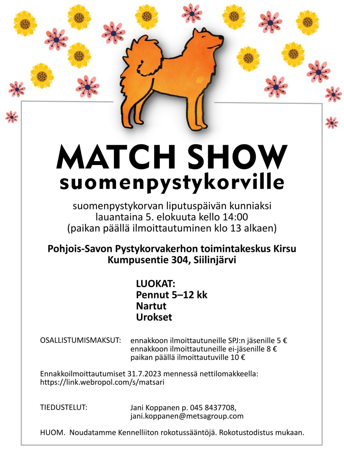 Suomenpystykorvan liputuspäivä 5.8.2023 – Suomen Pystykorvajärjestö